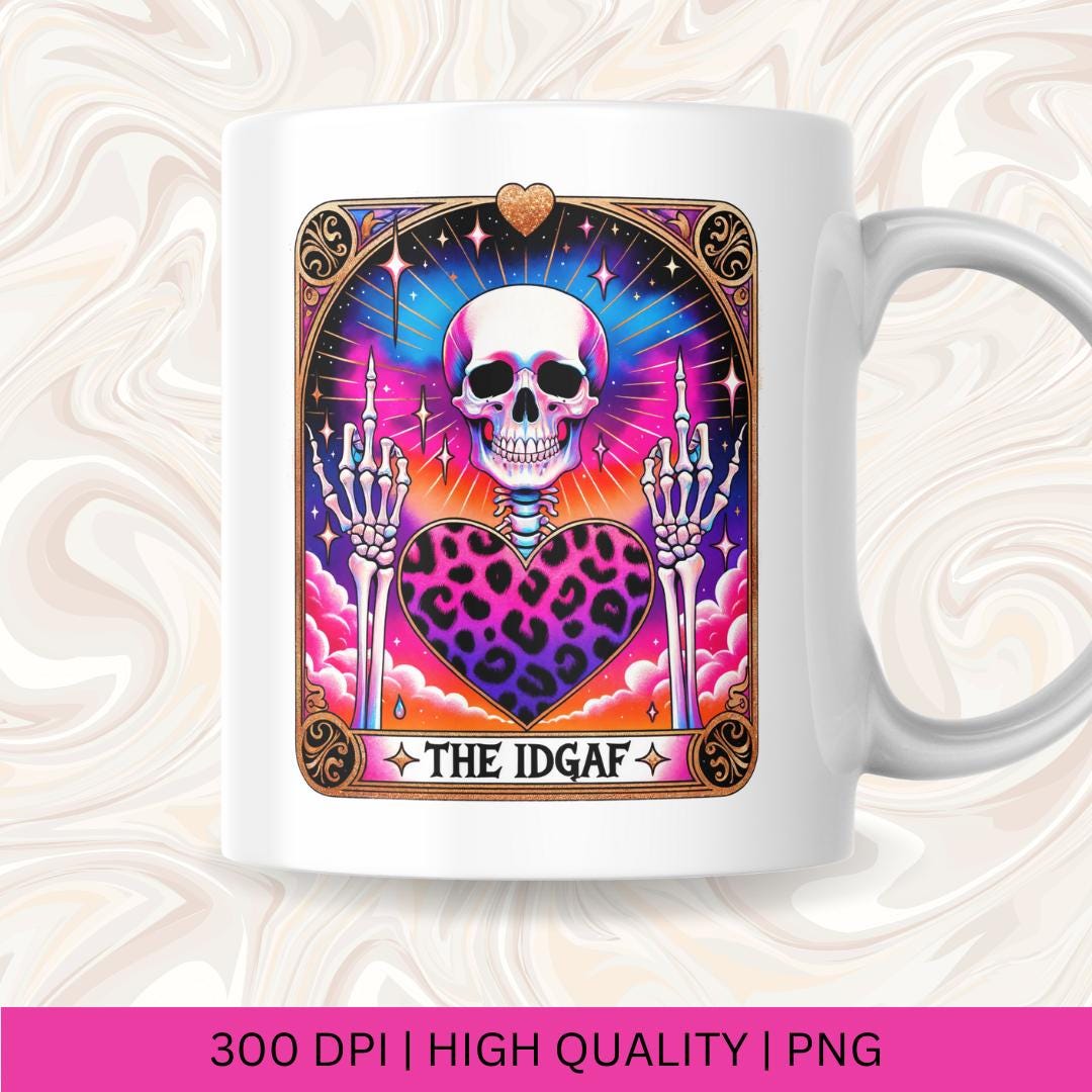 The IDGAF Funny Adult Humour PNG, Neon Sarcastic Sweary Skeleton Skull ...
