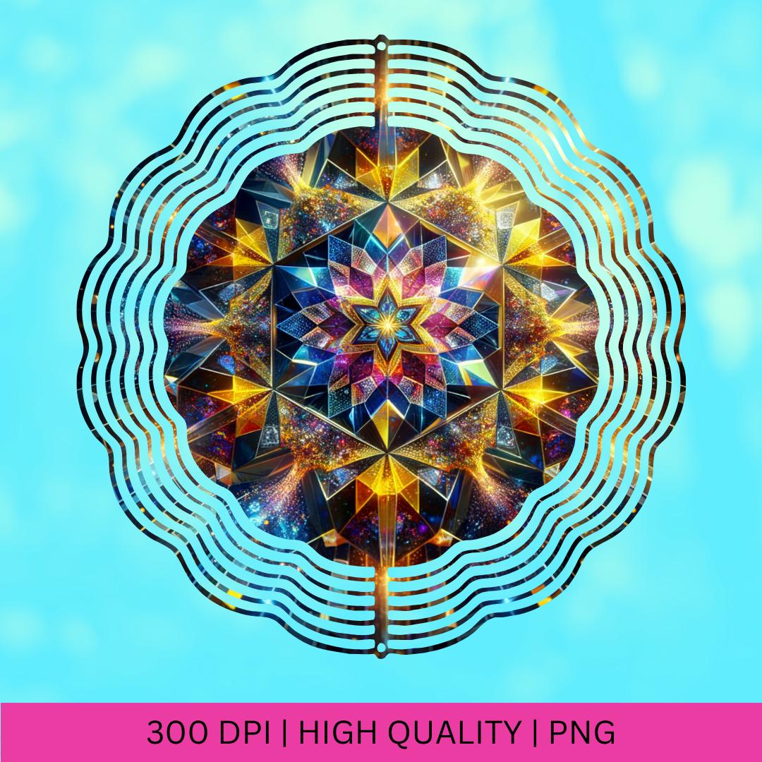 Kaleidoscope Wind Spinner PNG Bundle, Neon Spinner Sublimation Design ...