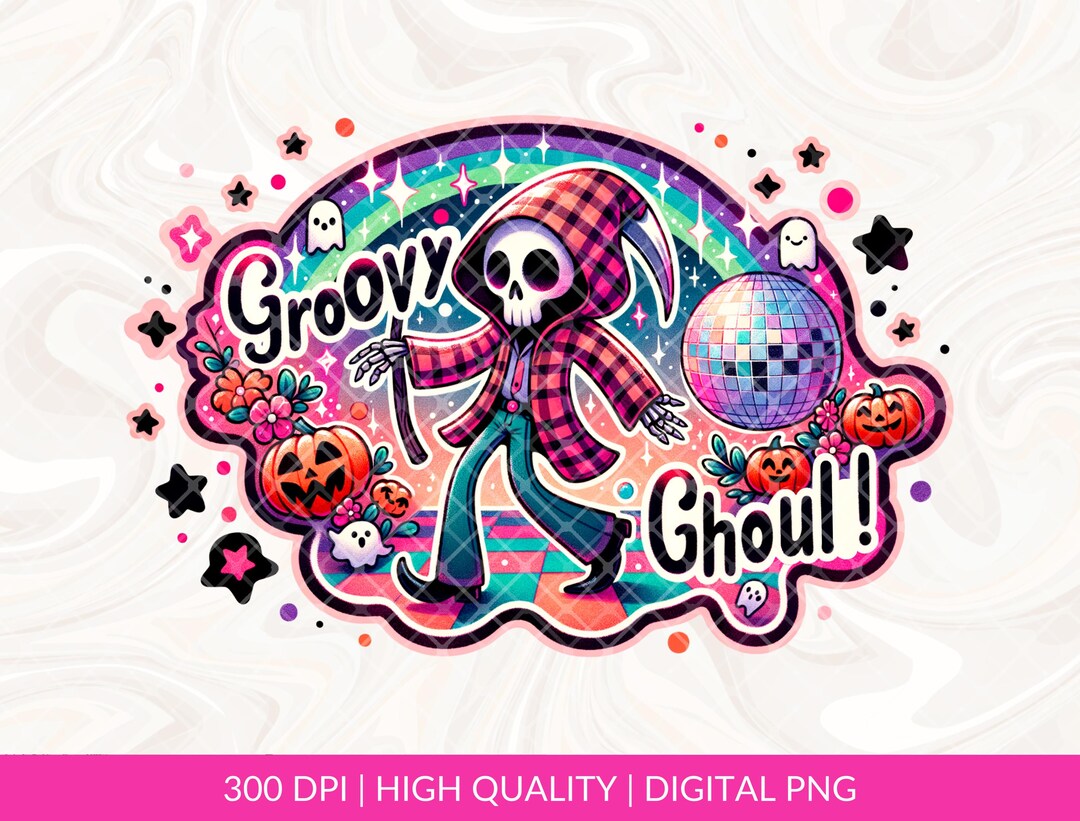 Groovy Ghoul PNG, Retro Ghost Clipart, Funny Halloween Sublimation ...