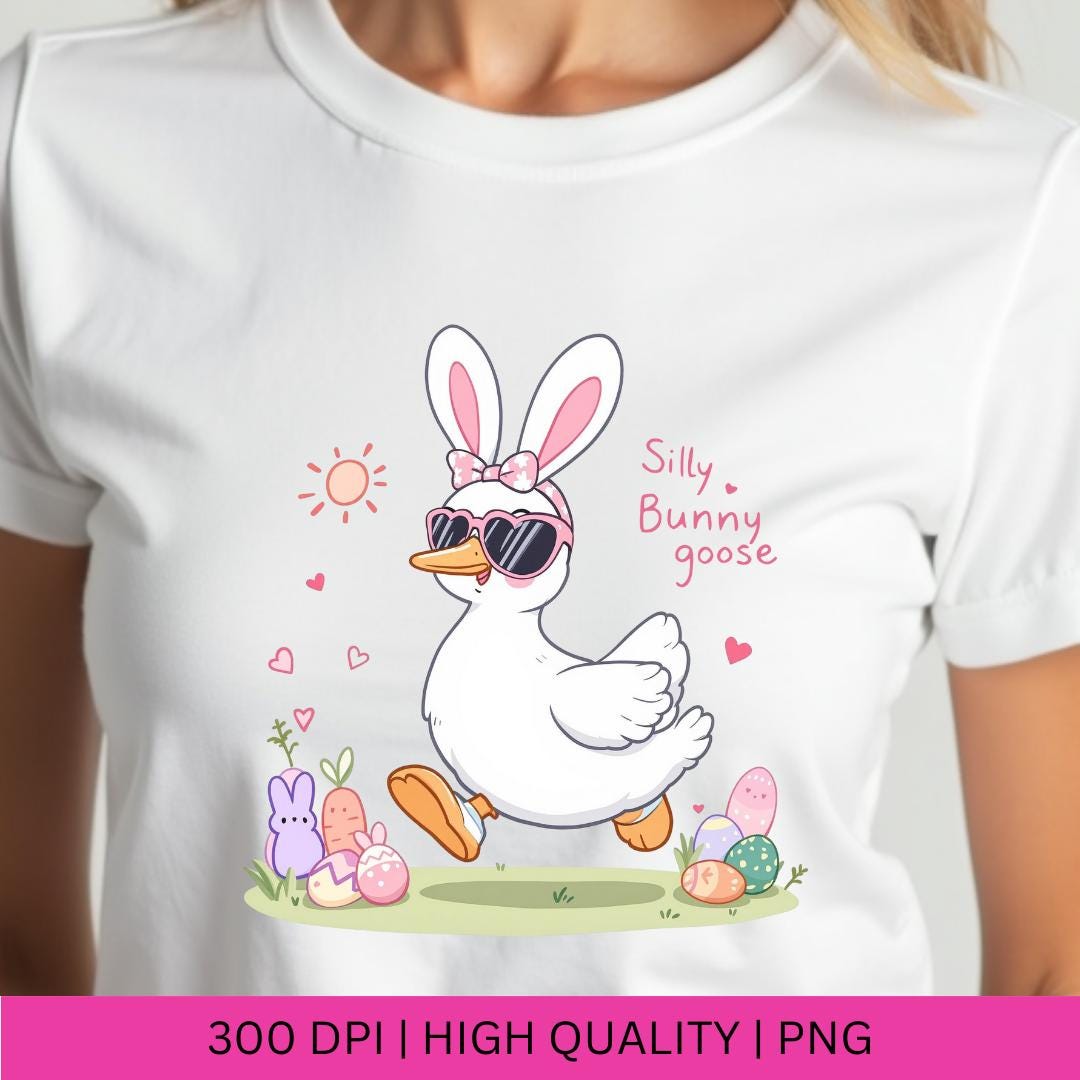 Easter Cute Silly Bunny Goose PNG, Coquette Bow Spring Silly Goose ...