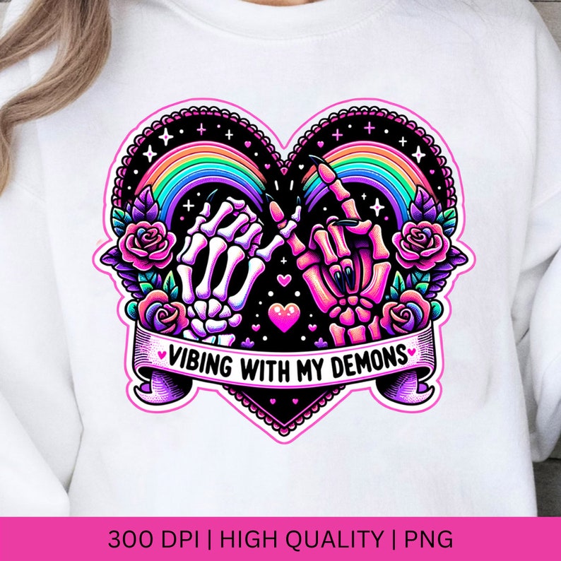 Vibing With My Demons PNG, Funny Skeleton Sarcastic Mama Sublimation ...