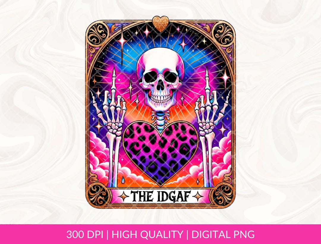 The IDGAF Funny Adult Humour PNG, Neon Sarcastic Sweary Skeleton Skull ...