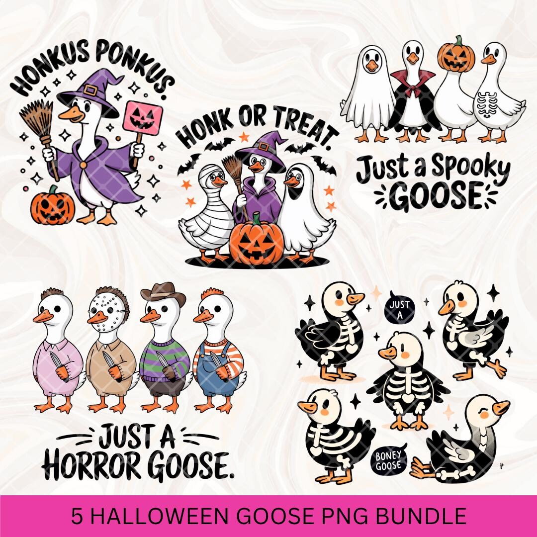 Halloween Silly Goose PNG Bundle, Just a Boney Goose PNG, Witchy Spooky ...