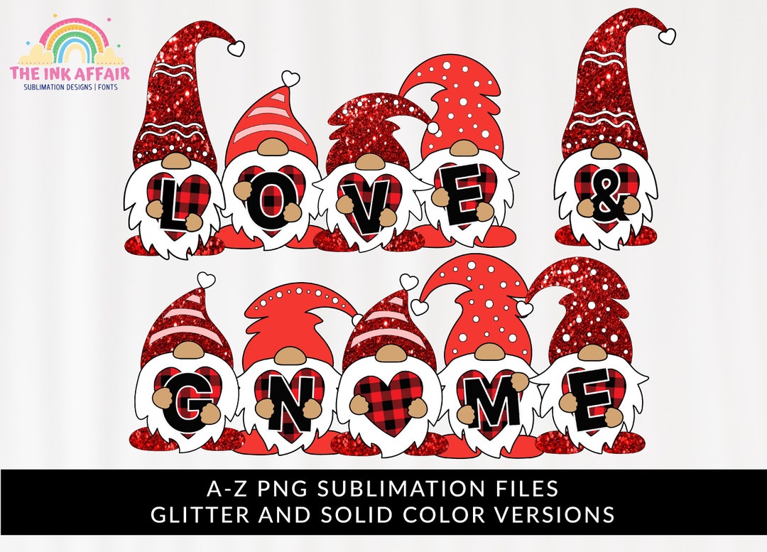 Valentine's Day Alphabet Letters PNG, Gnome Heart Letters, Plaid ...