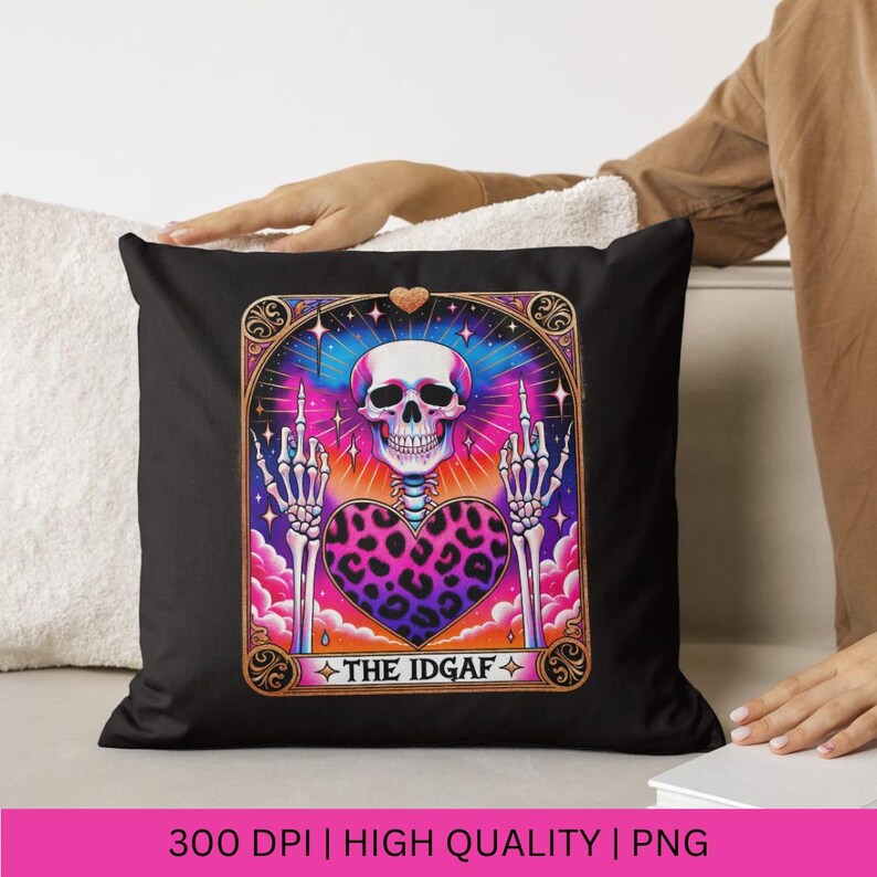The IDGAF Funny Adult Humour PNG, Neon Sarcastic Sweary Skeleton Skull ...