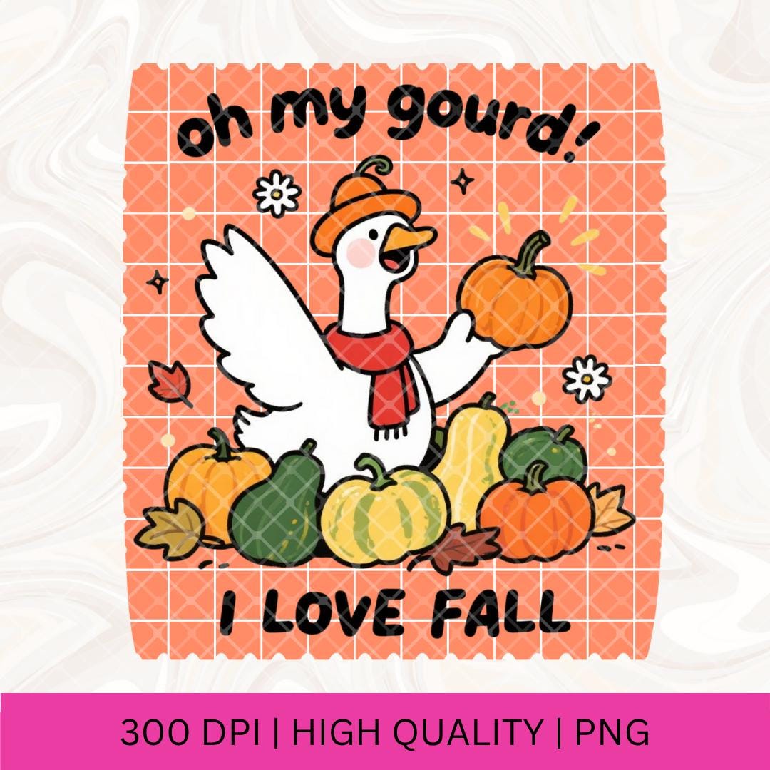 Preppy Oh My Gourd Fall PNG, Coquette Silly Goose Fall Png, Retro Fall ...