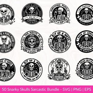 Snarky Skulls Bundle 50 Designs SVG Bundle, Adult Humor Svg, Sarcastic ...