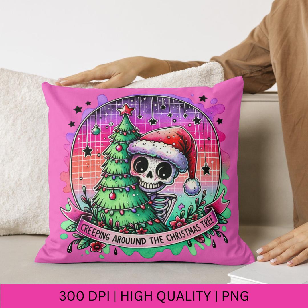 Christmas Skeleton PNG, Creeping Around the Christmas Tree Clipart ...