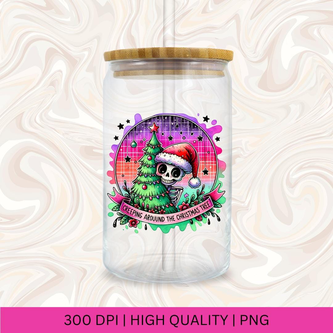 Christmas Skeleton PNG, Creeping Around the Christmas Tree Clipart ...