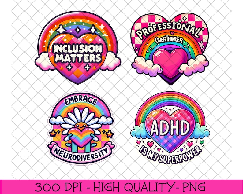 ADHD Neurodivergent Sublimation Design Png Bundle, ADHD Inclusion ...