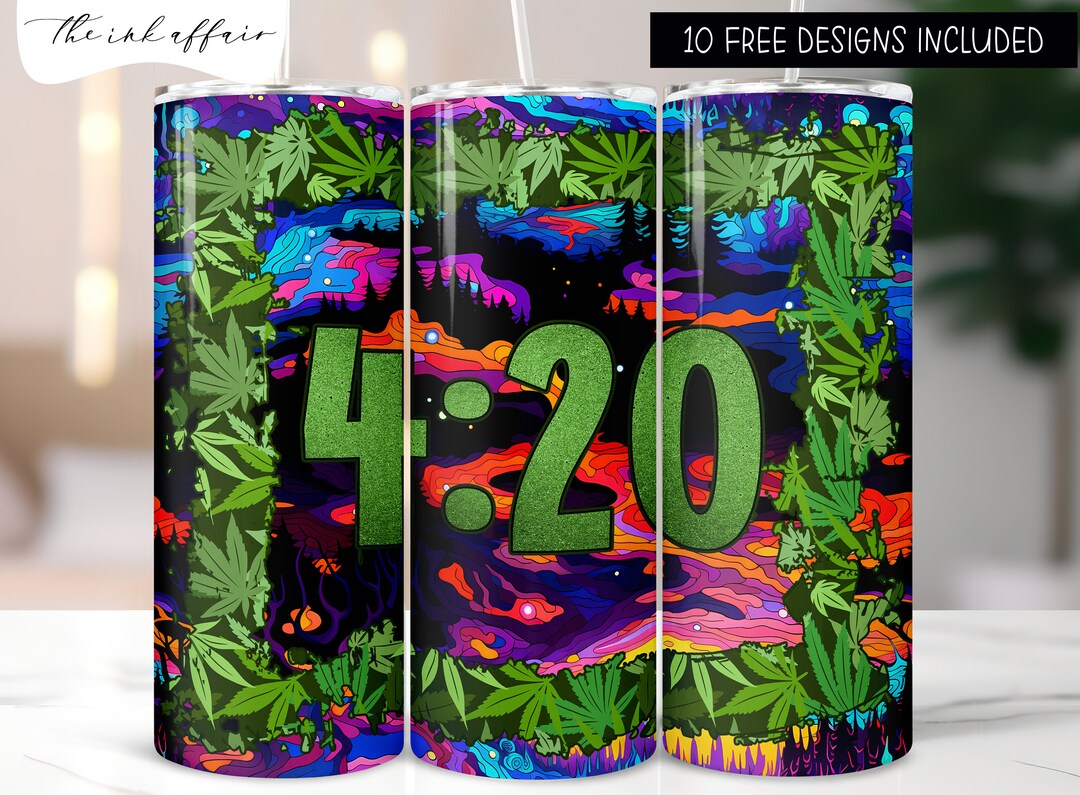 Weed Tumbler Wrap 420 Sign 20 Oz Skinny Tumbler, Psychedelic ...