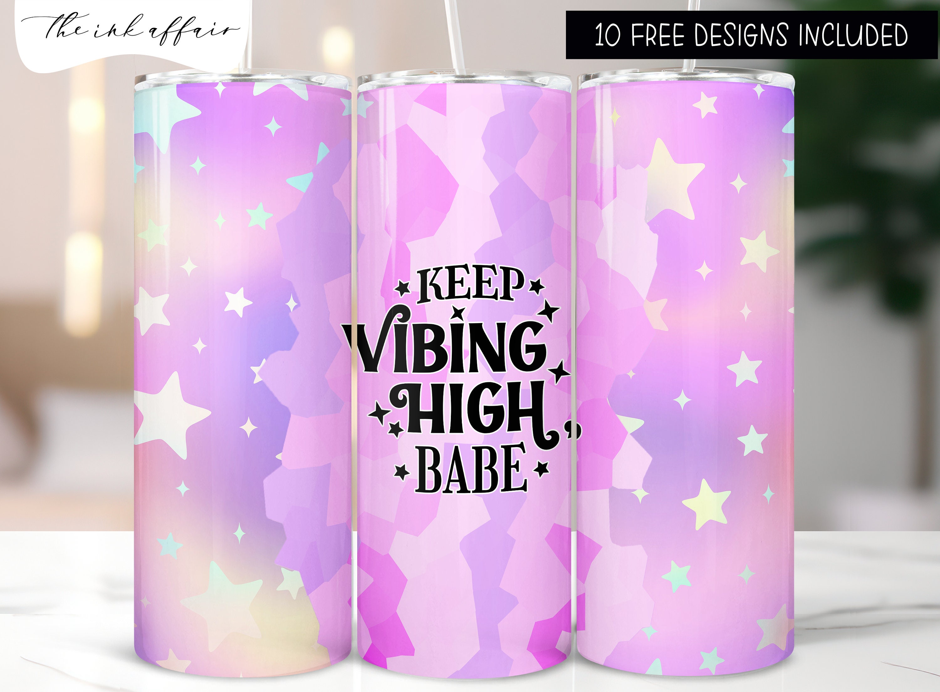 Keep Vibing High Babe 20 Oz Skinny Straight Tumbler Wrap, Positive ...