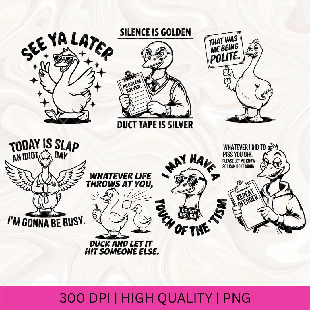 Sarcastic Silly Goose SVG PNG Bundle, Retro Animal Meme Svg, Funny ...