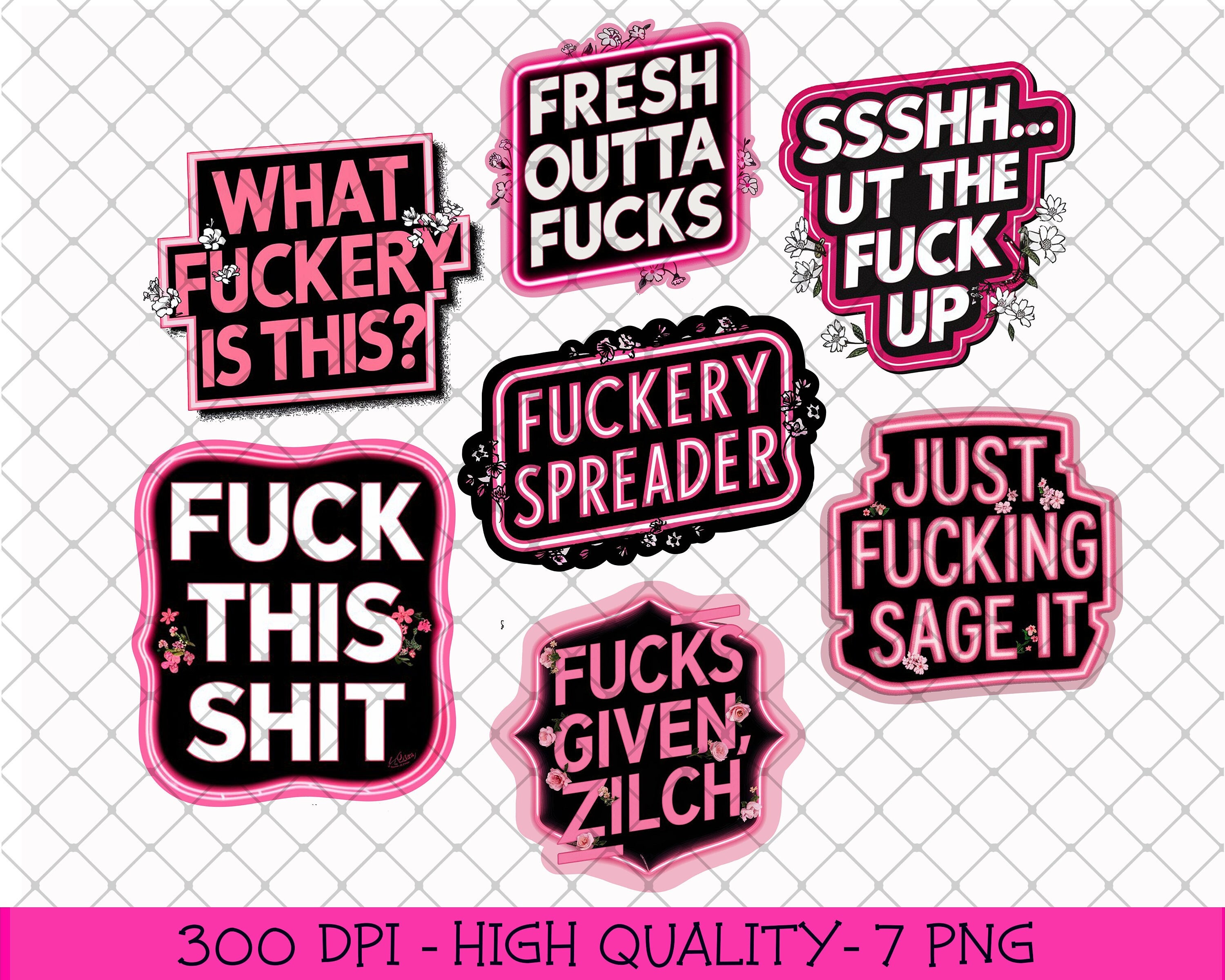 Funny Pink Neon Sweary Quotes Bundle, Sarcastic Adult Rude PNG Bundle ...