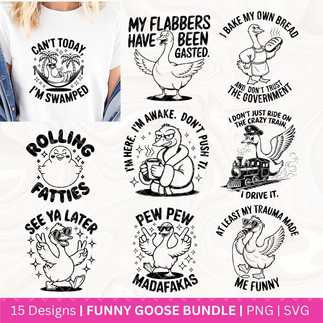 Sarcastic Silly Goose SVG PNG Bundle, Retro Animal Meme Svg, Funny ...