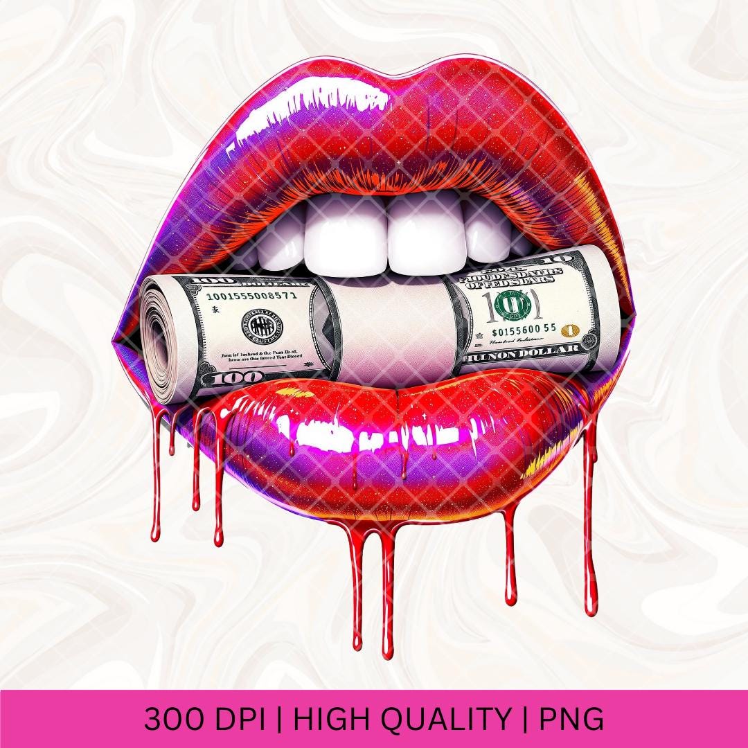 Glam Money Lips Sublimation PNG Clipart, High-quality Transparent Red ...