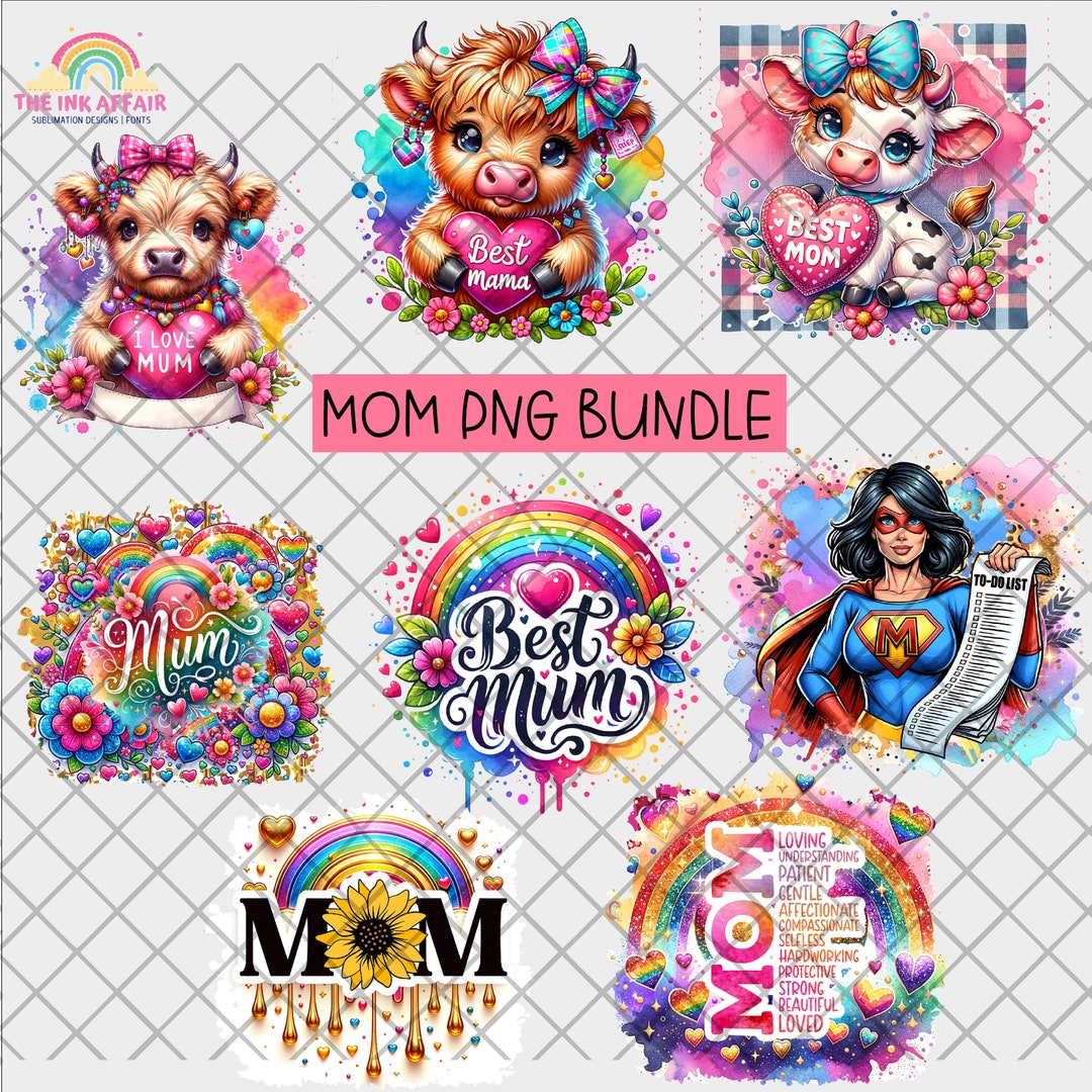 Mama Mum Mom PNG Bundle, Mom Sublimation Bundle, Mum Trendy Western PNG ...