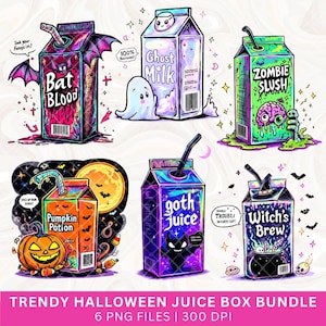 Halloween Juice Box Bundle PNG, Spooky Cute Juice Box Png, Goth ...