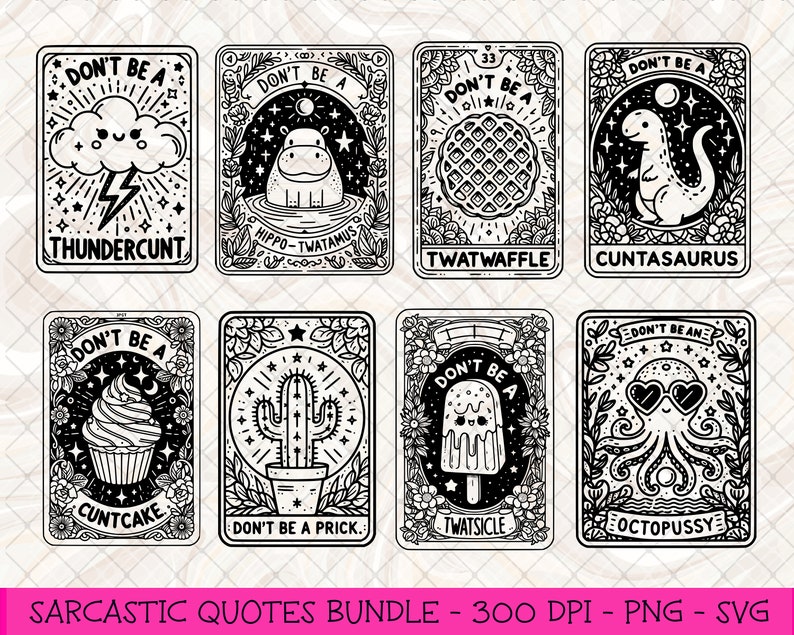 Funny Don't Be A Quotes Tarot Card SVG PNG Bundle, Adult Sarcastic ...