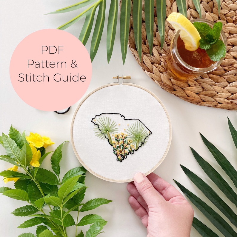 South Carolina State Embroidery Pattern - Instant Digital Download -PDF ...