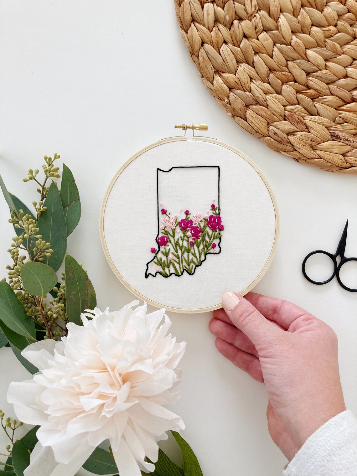 Indiana State Embroidery Pattern Instant Digital Download | Etsy