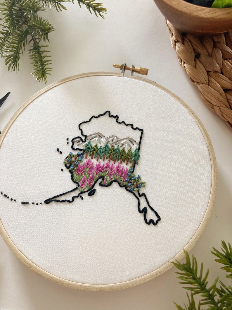 Alaska State Embroidery Pattern Instant Digital Download - Etsy