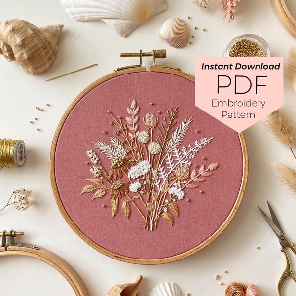 Floral Embroidery Pattern - Etsy