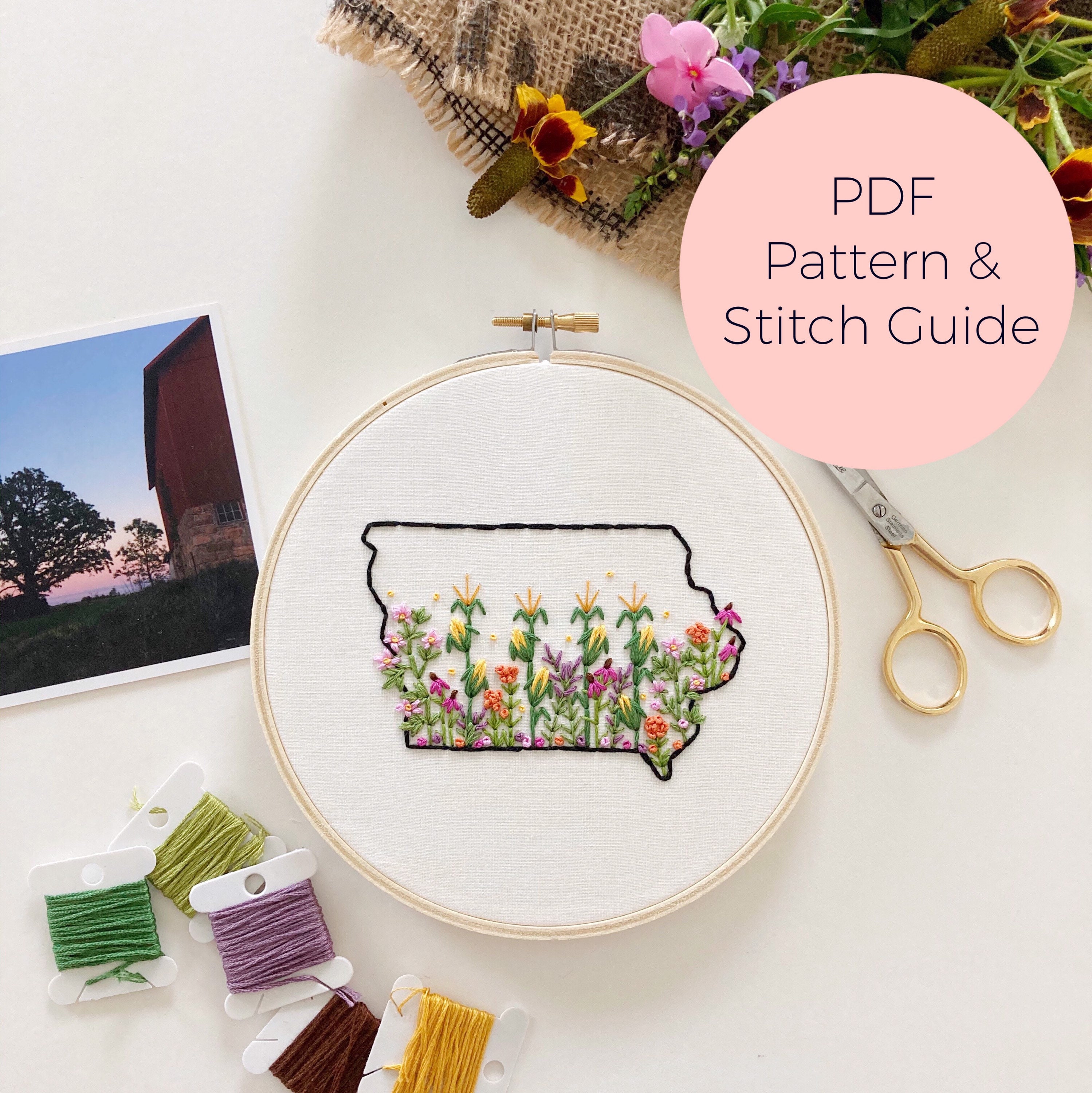 Iowa State Embroidery Pattern - Instant Digital Download -PDF ...