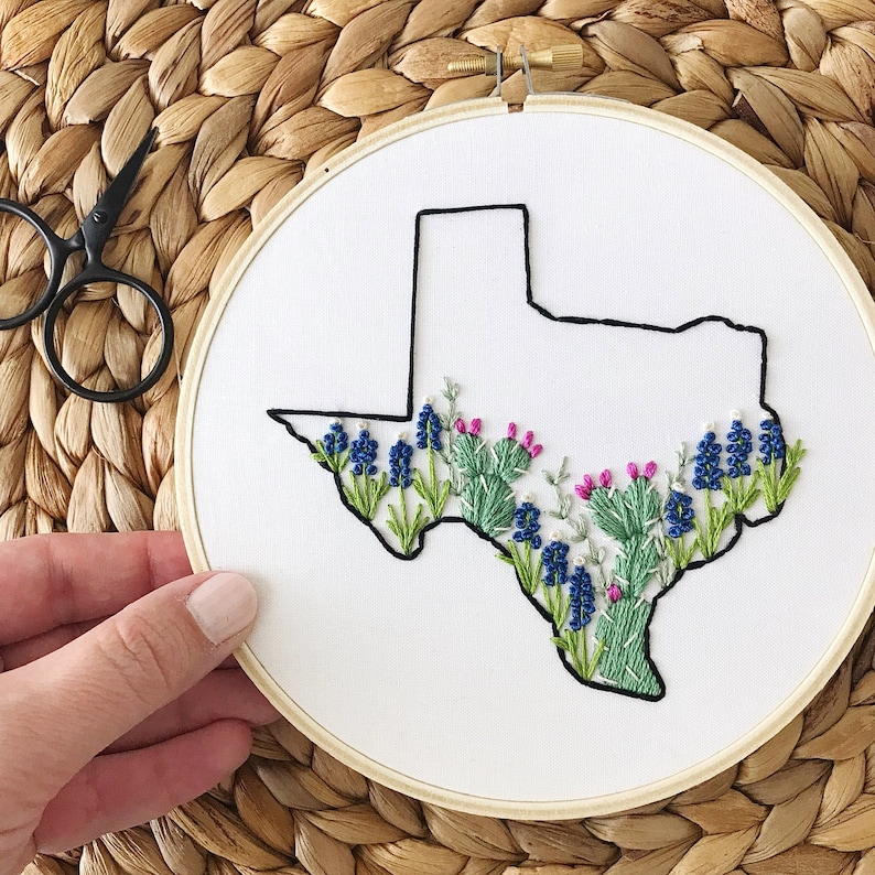 Texas State Embroidery Pattern and Stitch Guide Digital PDF | Etsy
