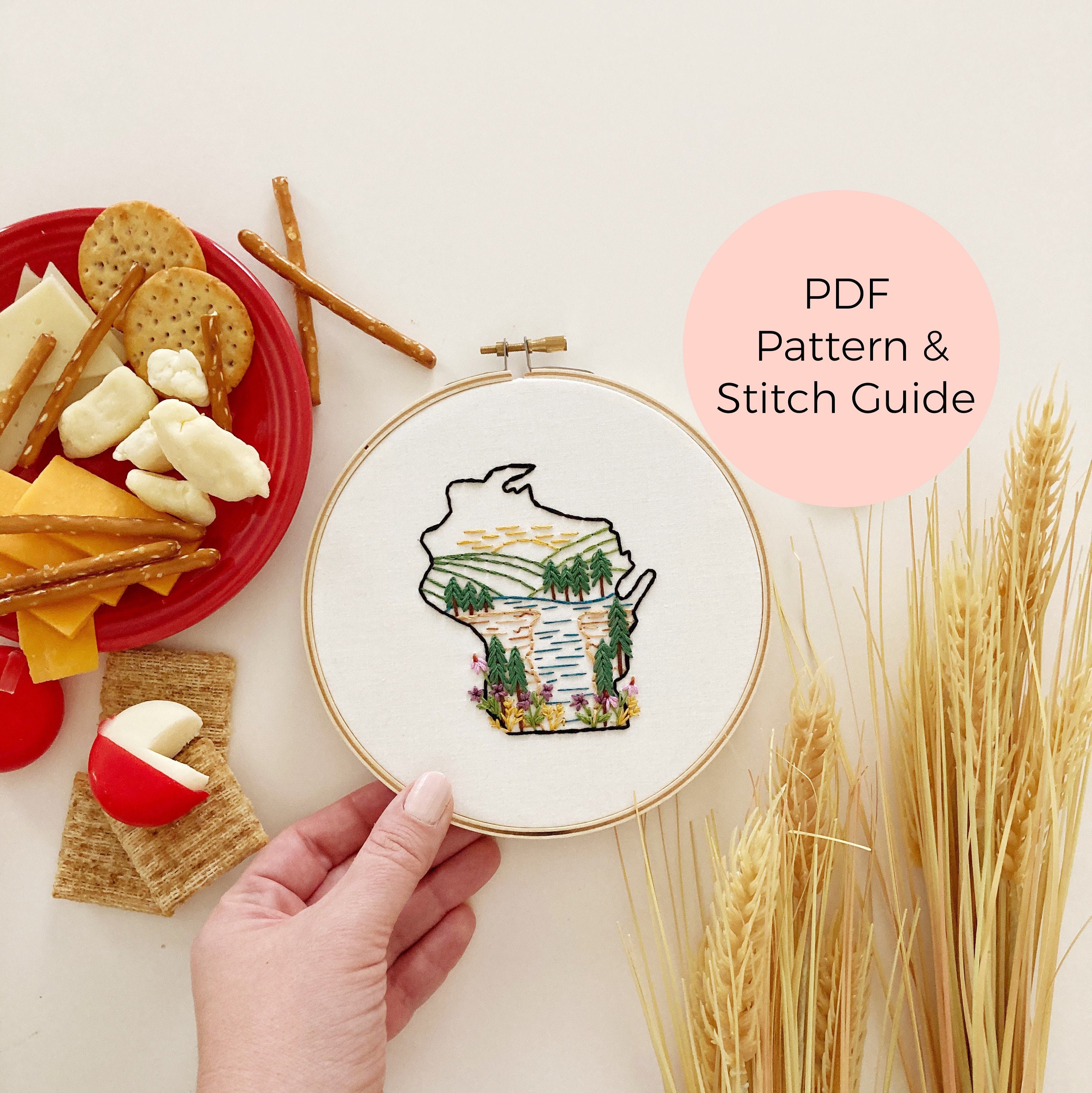 Wisconsin State Embroidery Pattern Instant Digital Download - Etsy