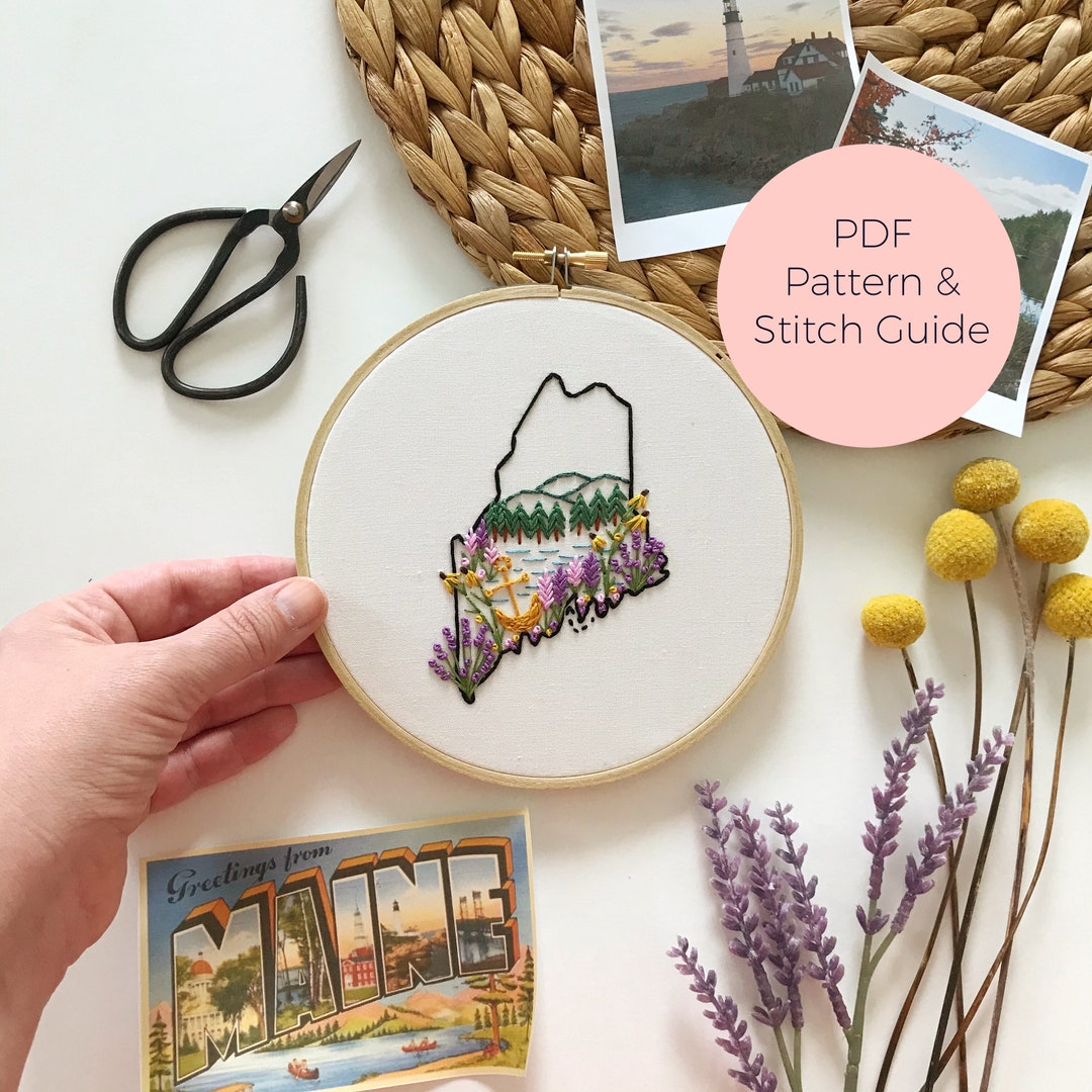 Maine State Embroidery Pattern - Instant Digital Download -PDF ...
