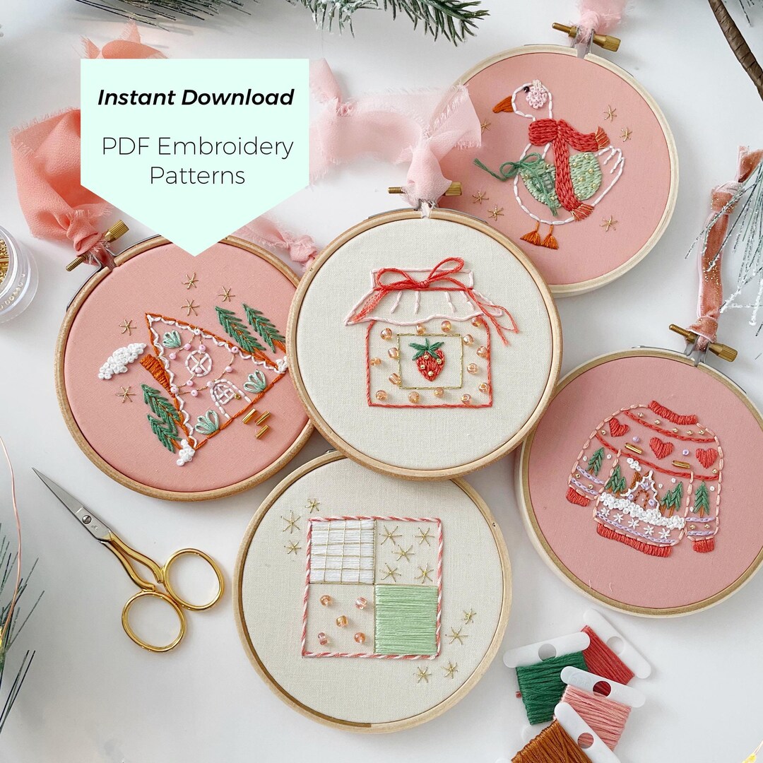 Cozy Christmas Ornaments - 13 Ornament Embroidery Patterns - Instant ...