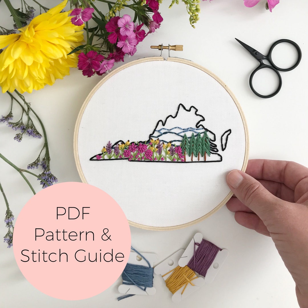 Virginia Embroidery Pattern - PDF Instant Download - Pattern and Stitch ...