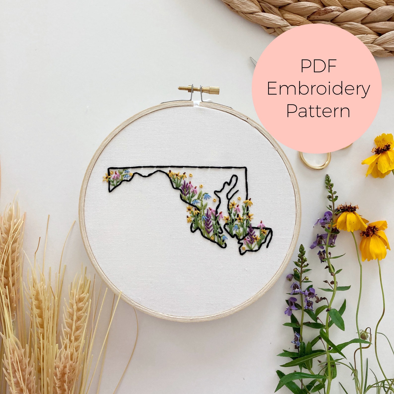 Maryland State Embroidery Pattern - Instant Digital Download - PDF ...