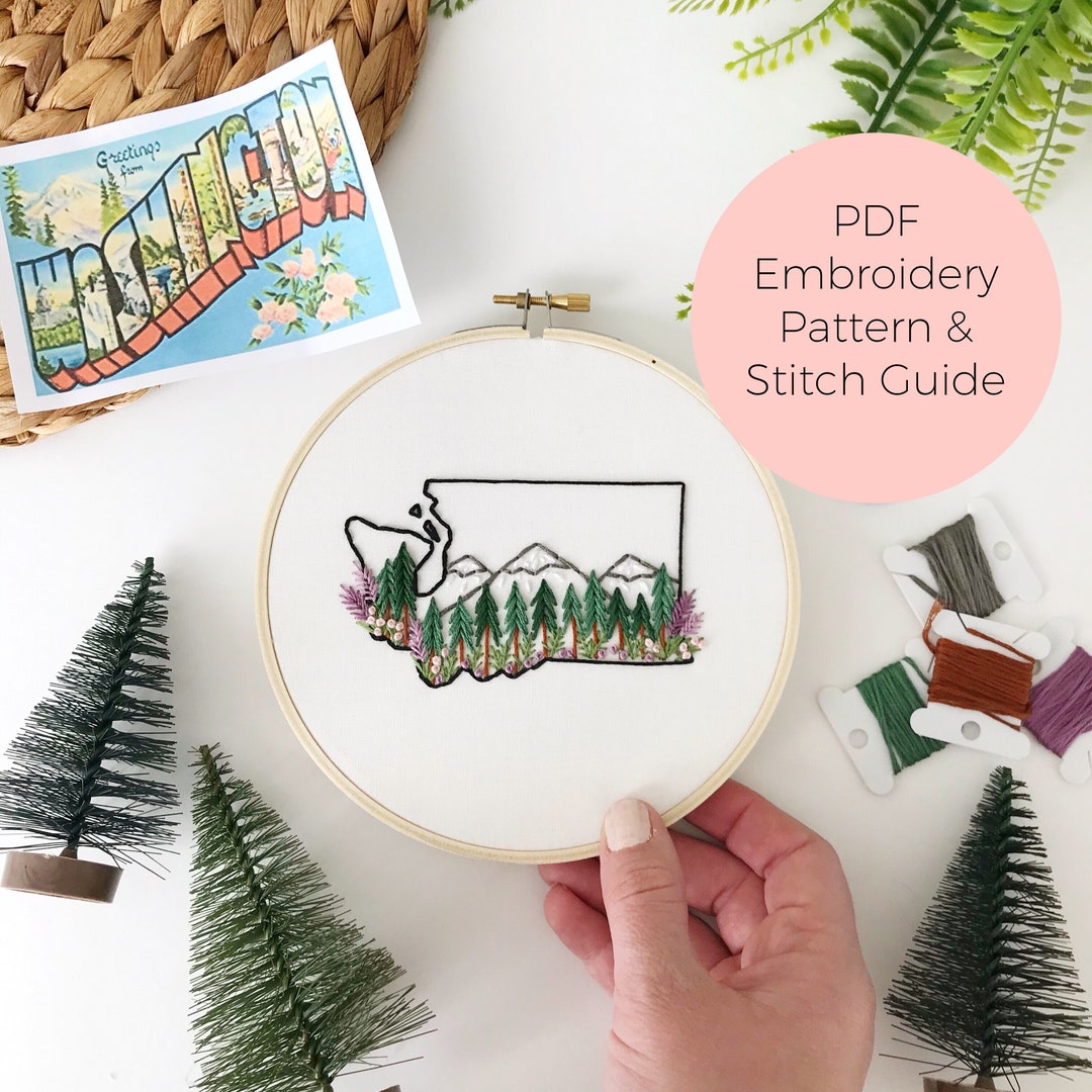 Washington State Embroidery Pattern - Digital Download - Pattern and ...