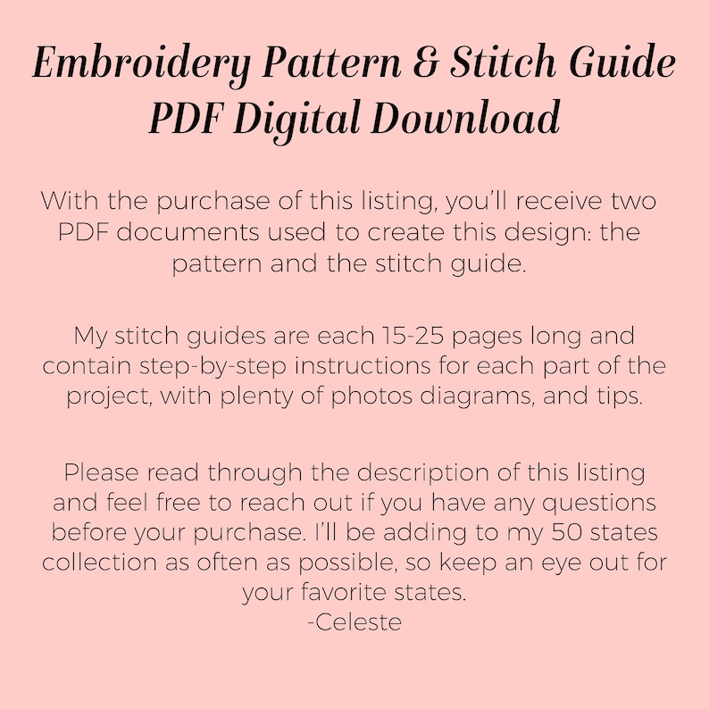 Michigan State Embroidery Pattern Instant Digital Download - Etsy