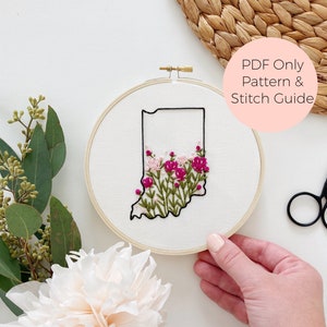 Indiana State Embroidery Pattern Instant Digital Download PDF ...