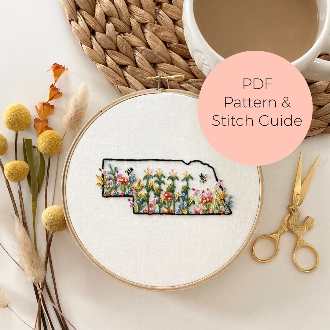 Nebraska State Embroidery Pattern - Instant Digital Download -PDF ...