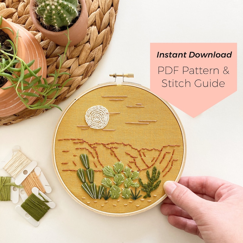 Desert Embroidery Pattern - Etsy