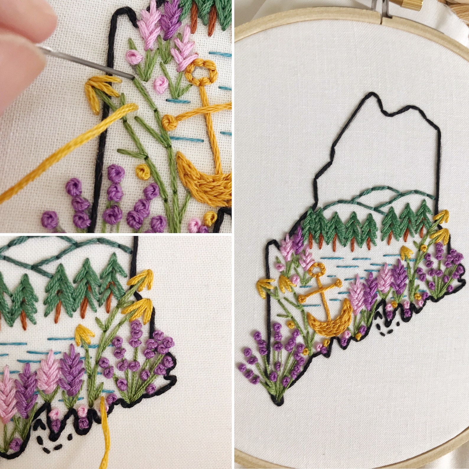 Maine State Embroidery Pattern Instant Digital Download PDF - Etsy