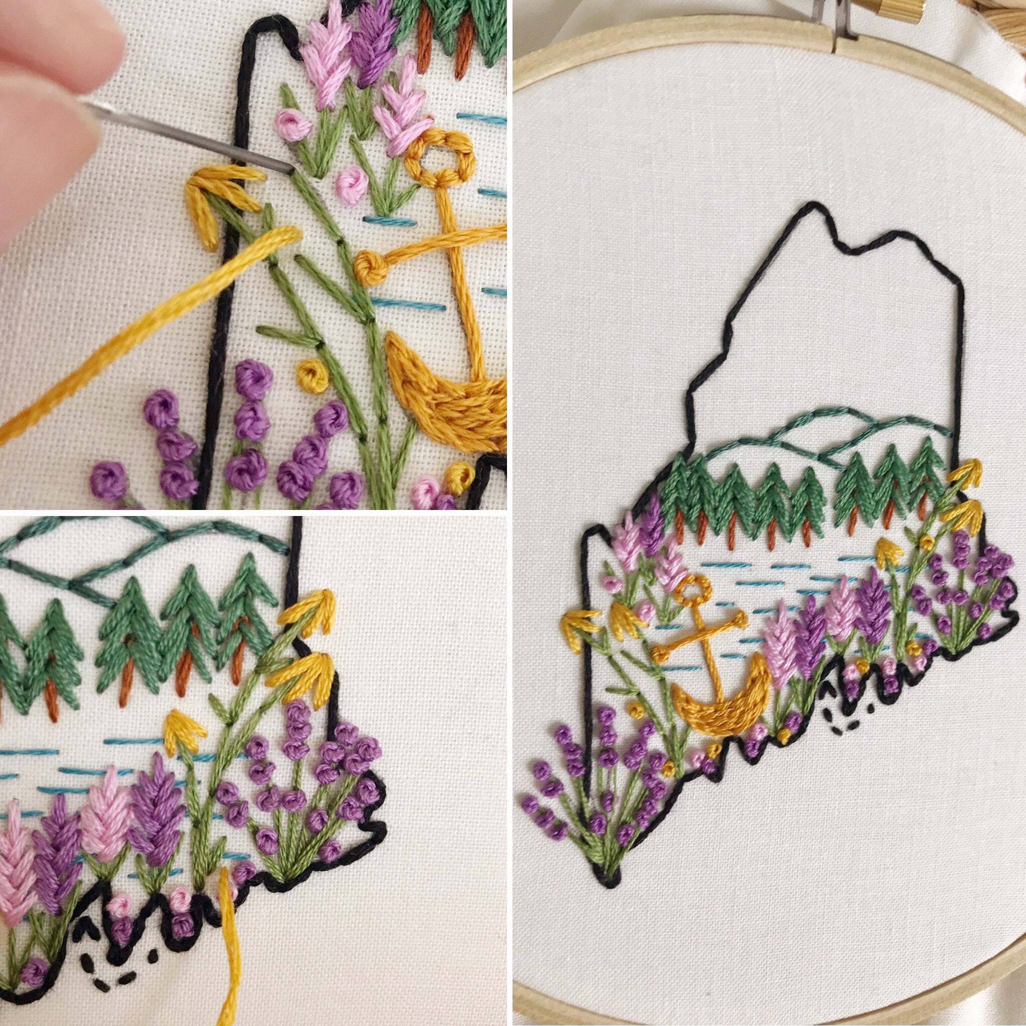 Maine State Embroidery Pattern Instant Digital Download PDF - Etsy