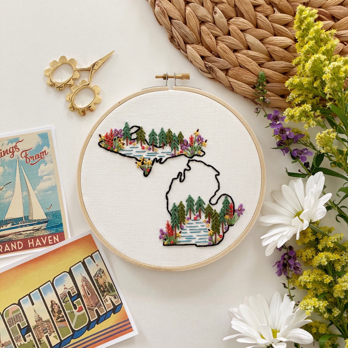 Michigan State Embroidery Pattern Instant Digital Download - Etsy