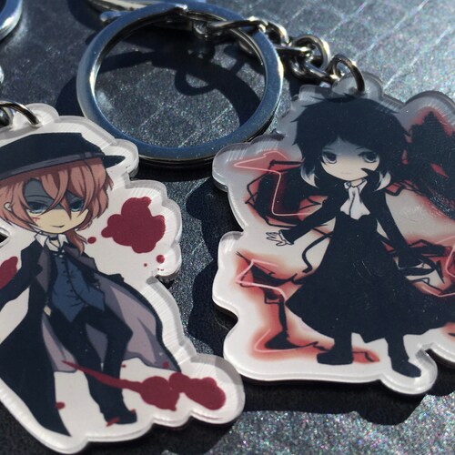 BSD Bungou Stray Dogs Glitter Keychains Acrylic: Osamu Dazai - Etsy