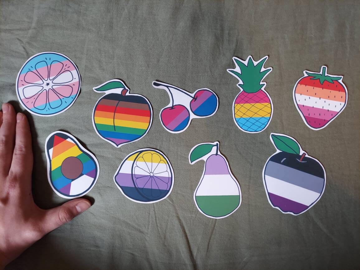 LGBT Pride Fruit Stickers Gay Lesbian Bisexual Asexual | Etsy