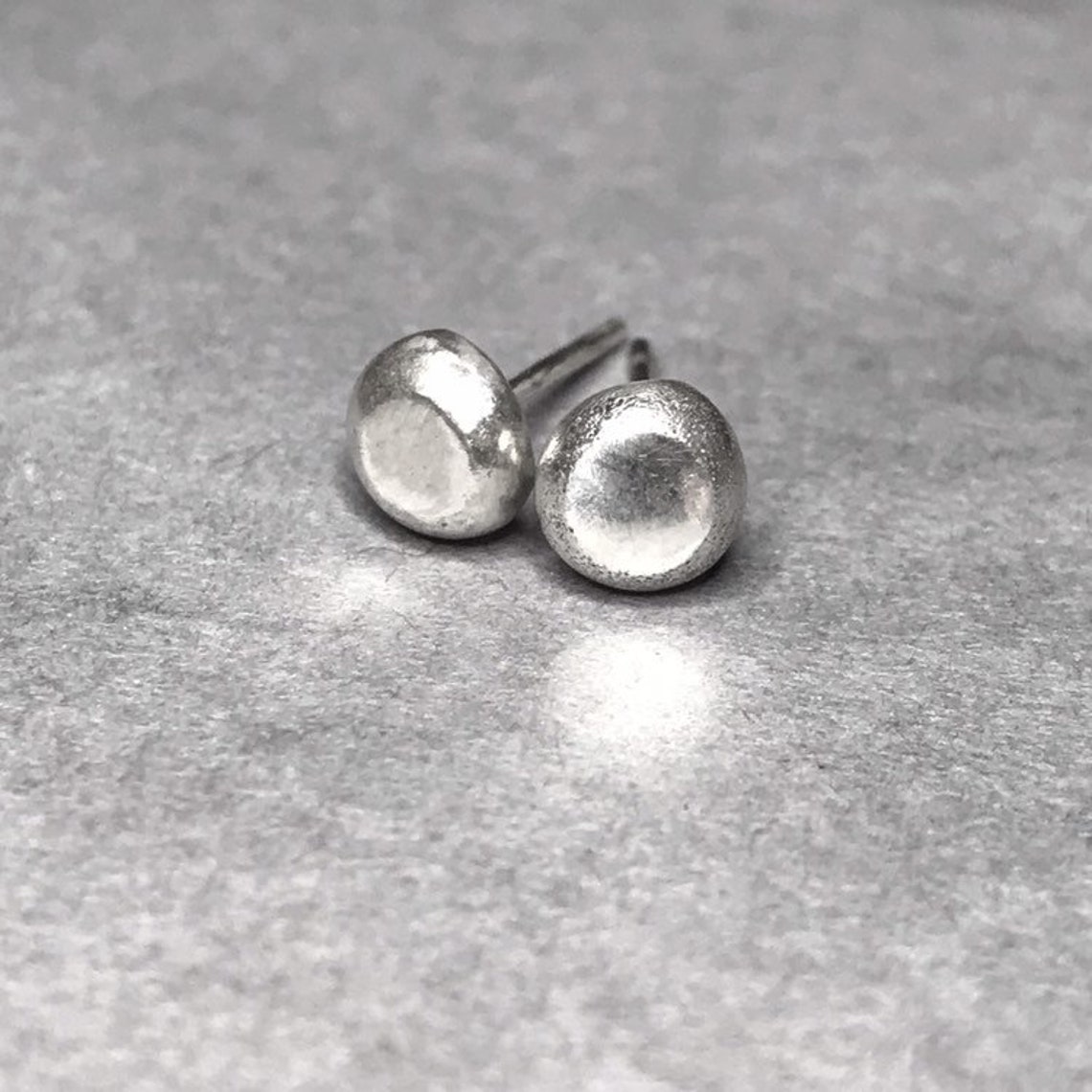 Silver Pebbles. Handmade Small Sterling Silver Pebble Studs. 3-4mm or 5 ...