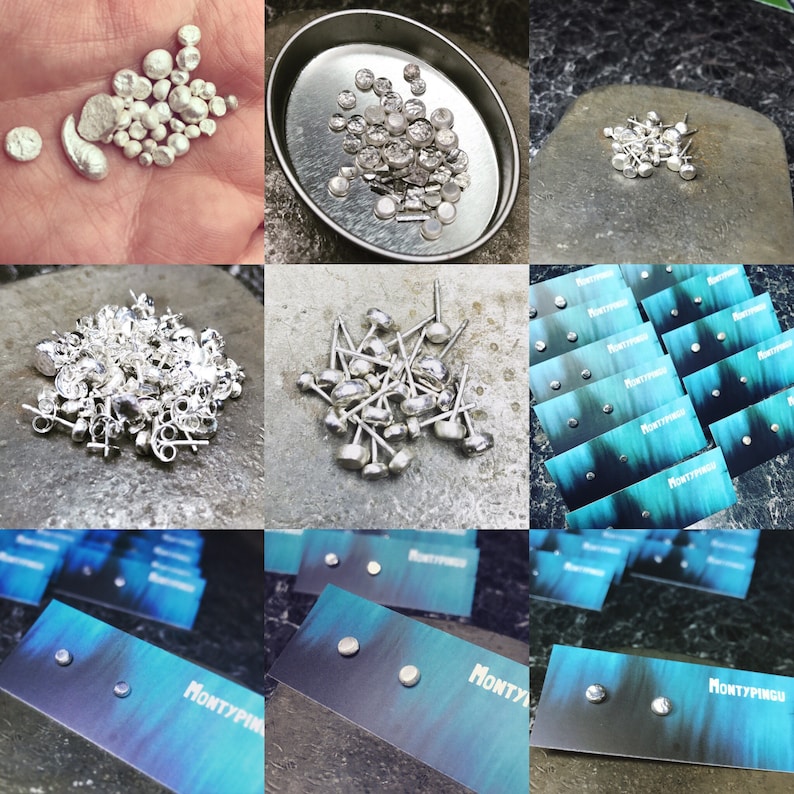 Silver Pebbles. Handmade Small Sterling Silver Pebble Studs. 3-4mm or 5 ...