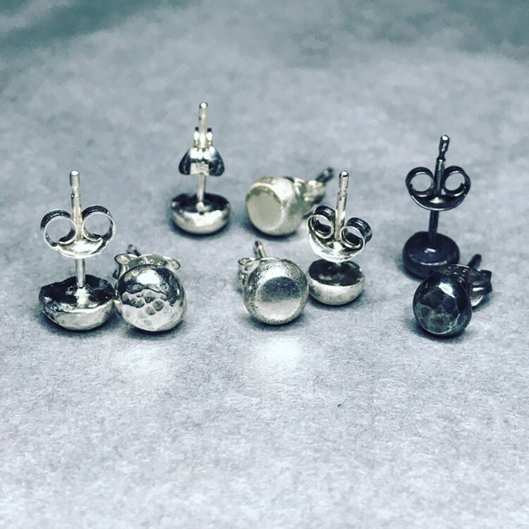 Silver Pebbles. Handmade Small Sterling Silver Pebble Studs. 3-4mm or 5-6mm - Etsy