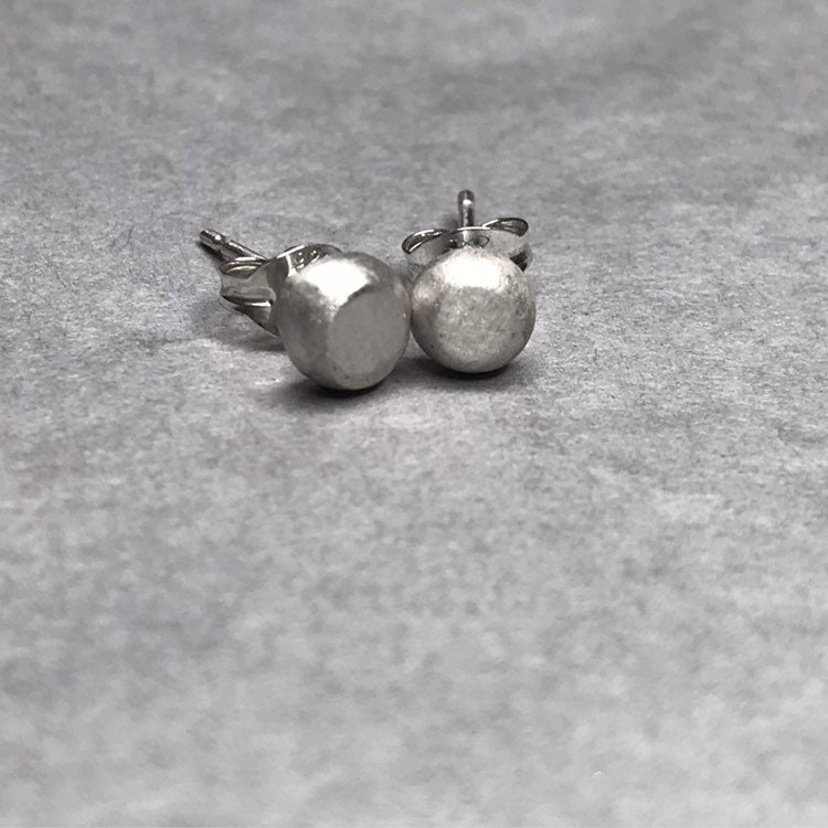 Silver Pebbles. Handmade Small Sterling Silver Pebble Studs. 3-4mm or 5 ...