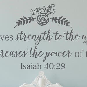 Isaiah 40 29 Sign, Strength Decor, Bible Verse Wall Art, Bible Verse ...