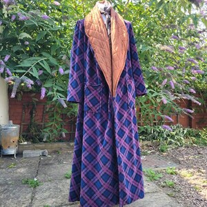 Victorian Sherlock Holmes Style Velvet Tartan Purple Dressing Gown ...